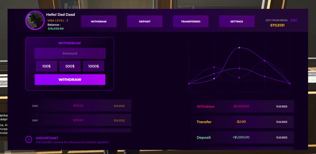 Advanced Banking System [Level System][Standalone] | FiveM Store