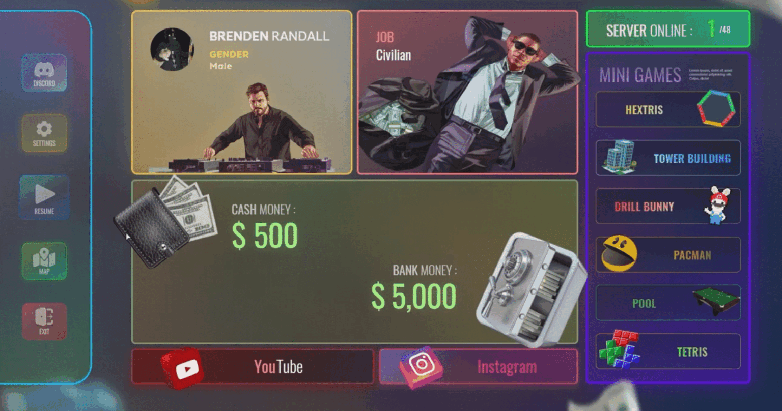 一時停止メニュー システム V2 [メイン メニュー][ESX/QB] | ファイブエムストア