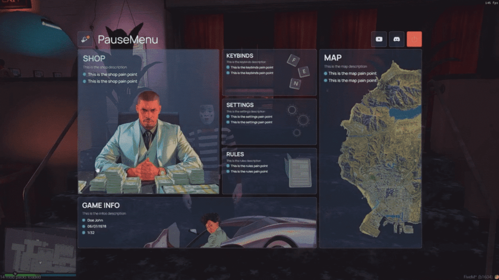 Pause Menu System V5 [Hovedmenu][ESX/QB] | FiveM butik