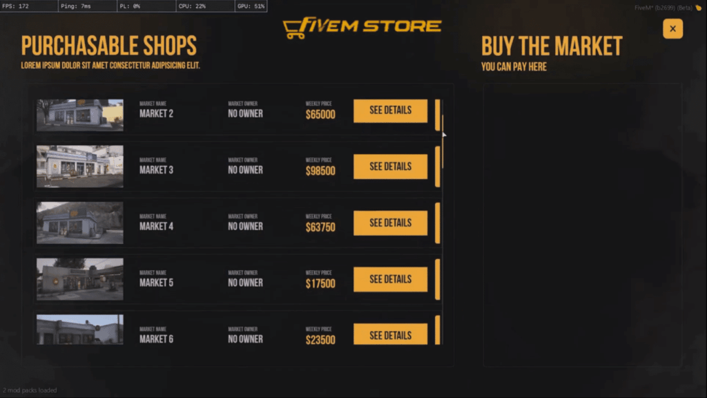 Shops System V22 [Market][Store][Ownable Market][QB] | FiveM Store