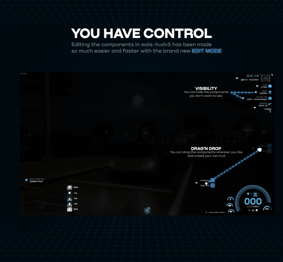 Status HUD V66 [Player Interfaces][Advanced][ESX/QB] | FiveM Store