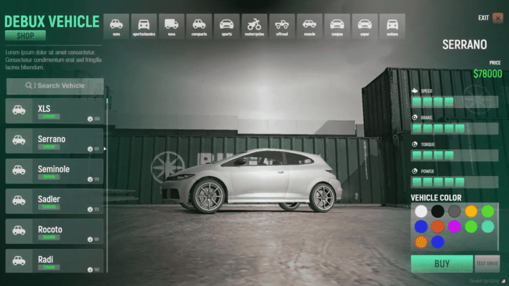 VehicleShop System V19 [CarShop][Dealership][ESX] | FiveM Store